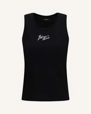 Balmain Paris Brush Print Tank Top - Black