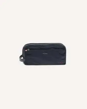 Kiton Nylon Beauty Case With Leather Inserts - Blue
