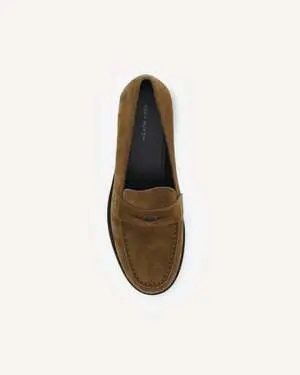Tory Burch Suede Classic Penny Loafers - Beige