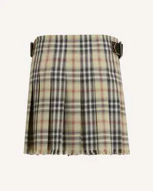 Burberry Check Wool Mini Skirt With Frayed Hem - Multicolour