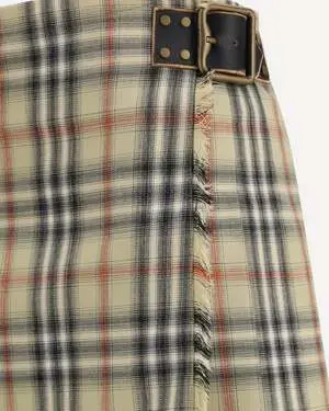 Burberry Check Wool Mini Skirt With Frayed Hem - Multicolour