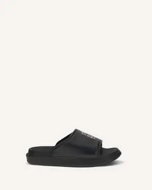 Y3 Logo Embossed Leather Slides