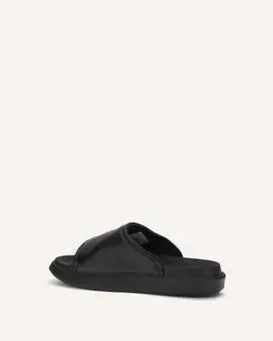 Y3 Logo Embossed Leather Slides