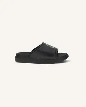 Y3 Logo Embossed Leather Slides