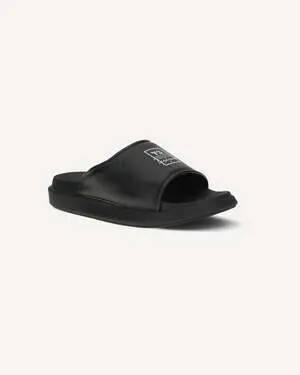 Y3 Logo Embossed Leather Slides