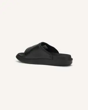 Y3 Logo Embossed Leather Slides