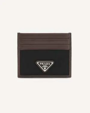 Prada Leather And Fabric Card Holder