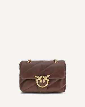 Pinko Love Mini Puff Leather Shoulder Bag - Brown
