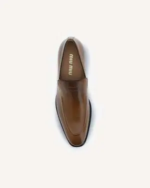 Miu Miu Leather Loafers - Brown