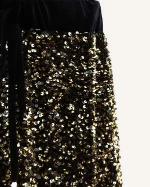 ELLA Velvet Palazzo Pants With All-over Sequins