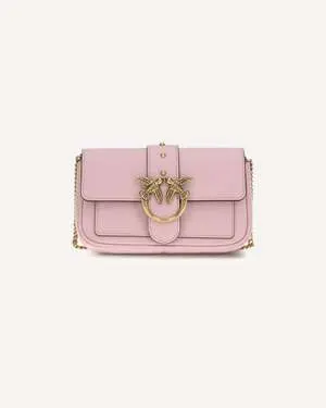 Pinko Love One Leather Shoulder Bag With Embossed Buckle
