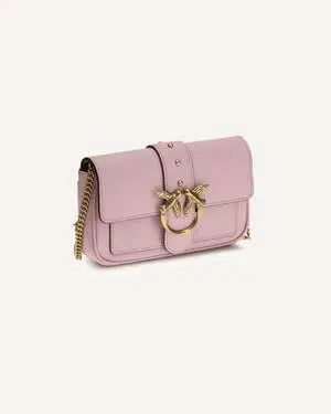 Pinko Love One Leather Shoulder Bag With Embossed Buckle