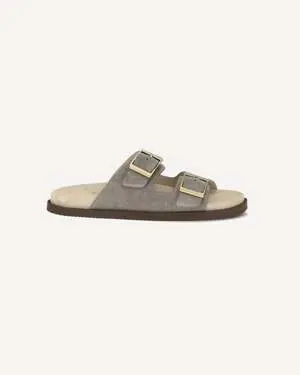 Brunello Cucinelli Suede Double Strap Sandals