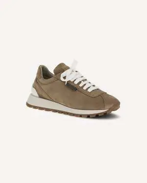 Brunello Cucinelli Suede Lace-up Sneakers With Embellishment