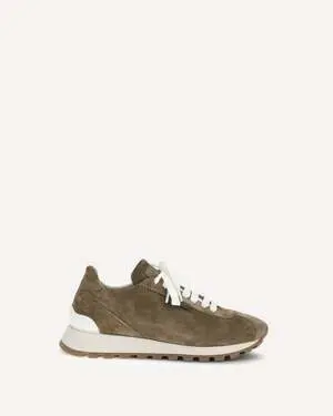 Brunello Cucinelli Suede Lace-up Sneakers With Embellished Detail