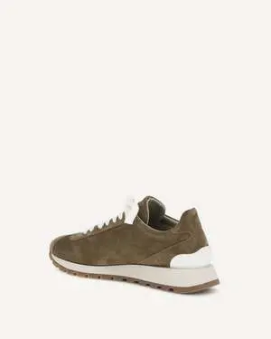 Brunello Cucinelli Suede Lace-up Sneakers With Embellished Detail
