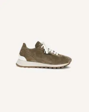 Brunello Cucinelli Suede Lace-up Sneakers With Embellished Detail