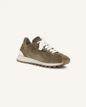 Brunello Cucinelli Suede Lace-up Sneakers With Embellished Detail