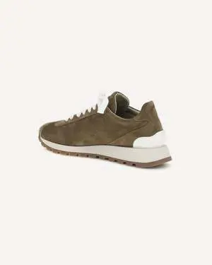 Brunello Cucinelli Suede Lace-up Sneakers With Embellished Detail