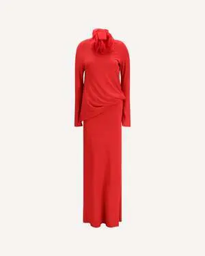 Magda Butrym Long Open-back High-neck Dress - Red