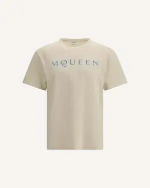 Alexander McQueen Cotton T-shirt With Logo - Cream