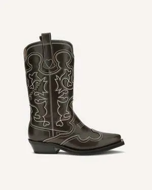 GANNI Faux-leather Texan Boots