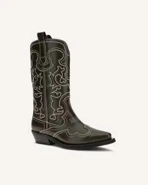 GANNI Faux-leather Texan Boots