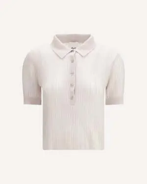 ALLUDE Polo-neck Short-sleeve Sweater