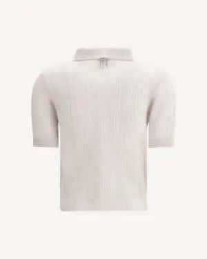 ALLUDE Polo-neck Short-sleeve Sweater