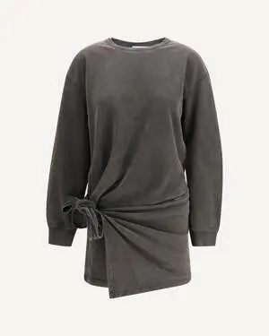 MARANT ETOILE Marant Étoile Zae Fleece Dress With Asymmetric Hem - Grey