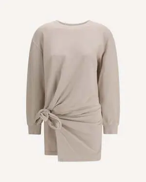MARANT ETOILE Marant Étoile Zae Fleece Dress With Asymmetric Hem And Tie Detail - Beige