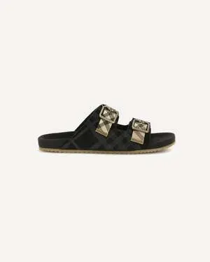 Burberry Check Embossed Suede Urchin Sandals - Multicolour