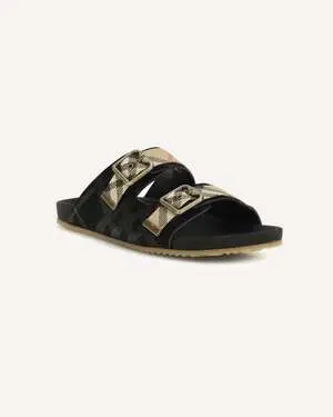 Burberry Check Embossed Suede Urchin Sandals - Multicolour
