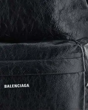 Balenciaga Explorer Leather Backpack - Black
