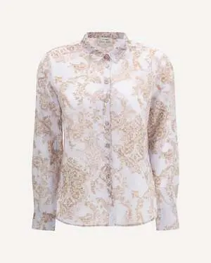 FORTE_FORTE Nontiscordardime" Print Regular-fit Voile Shirt