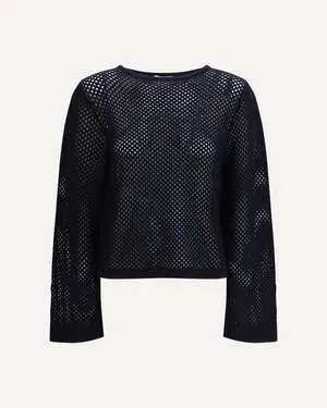 ALLUDE Perforated Boatneck Jumper