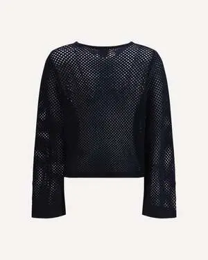 ALLUDE Perforated Boatneck Jumper