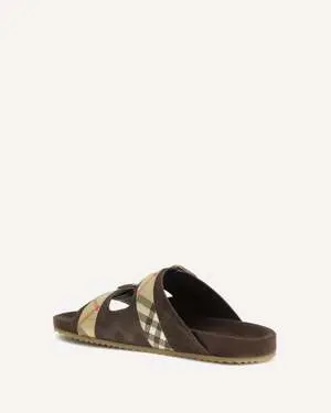 Burberry Check Suede Urchin Sandals - Brown