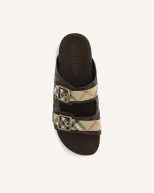 Burberry Check Suede Urchin Sandals - Brown