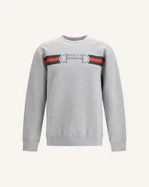 Gucci Cotton Jersey Sweatshirt With Horsebit Embroidery - Grey