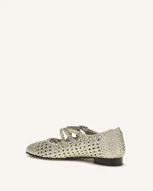 CAREL Ariana Woven Metallic Leather Ballerinas - Silver