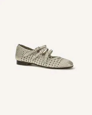CAREL Ariana Woven Metallic Leather Ballerinas - Silver