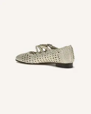 CAREL Ariana Woven Metallic Leather Ballerinas - Silver