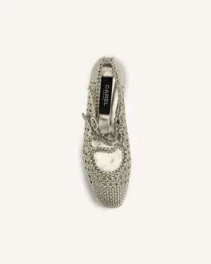 CAREL Ariana Woven Metallic Leather Ballerinas - Silver