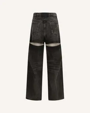 Attico High-waisted Wide-leg Jeans With Cut-out Detail - Black