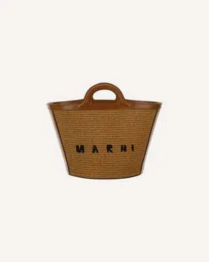 Marni Tropicalia Raffia Bucket Bag - Brown