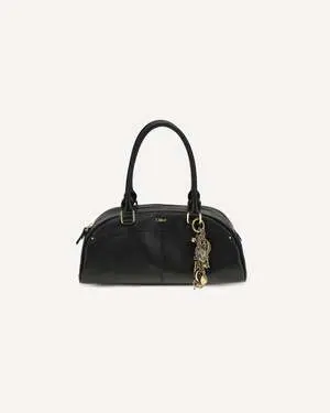 Chloé Bowling Handbag In Smooth Calfskin Leather - Black