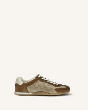 Gucci Gg Canvas And Suede Trim Sneakers - Brown