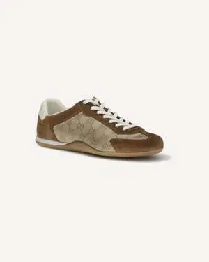 Gucci Gg Canvas And Suede Trim Sneakers - Brown