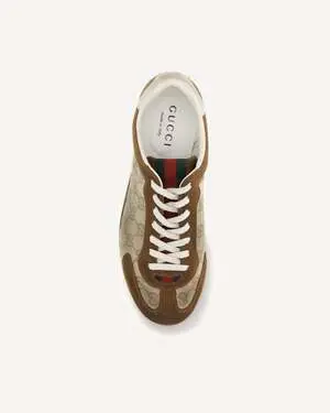 Gucci Gg Canvas And Suede Trim Sneakers - Brown